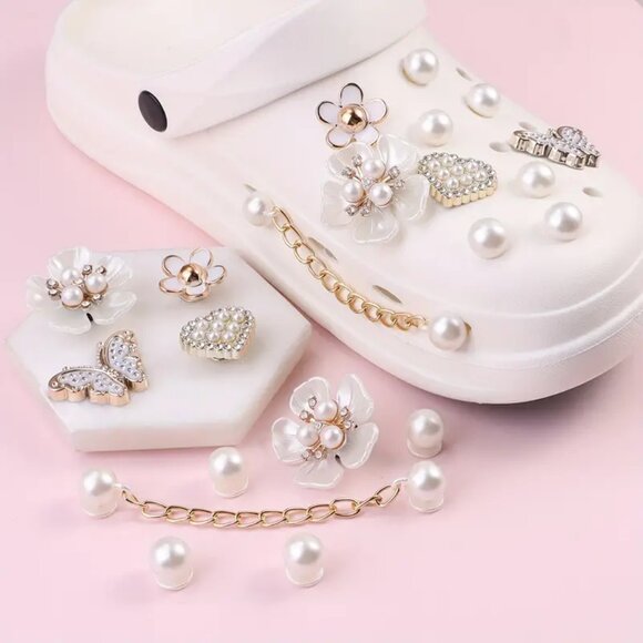 Boutique | Accessories | New Floral Pearl Rhinestone Butterfly Charms ...